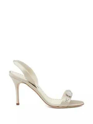 Manolo Blahnik Lamisan Embellished Sandals - Neutrals