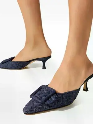 Manolo Blahnik Buckle Pointed Mules
