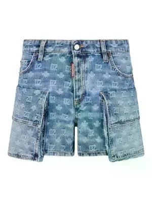 Dsquared2 Logo Monogram Denim Cargo Shorts