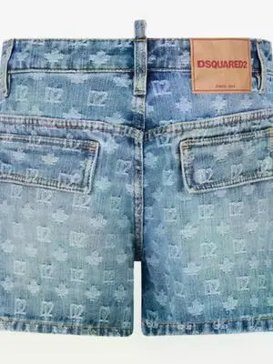 Dsquared2 Logo Monogram Denim Cargo Shorts