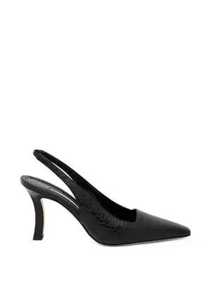 Manolo Blahnik Moirasli Embossed Pointed-toe Pumps - Black
