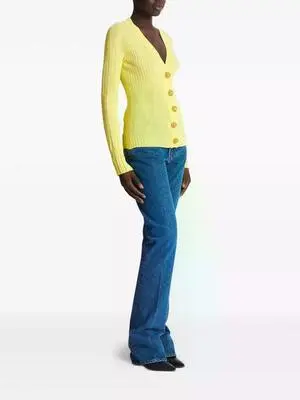 Balmain V-neck Buttoned Cardigan - Yellow