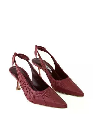 Manolo Blahnik Pelagalo Pleated Slingback Pumps - Red