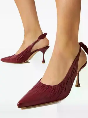 Manolo Blahnik Pelagalo Pleated Slingback Pumps - Red