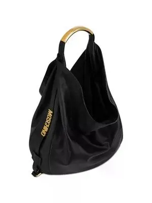 Moschino Leather Shoulder Bag With Metal Lettering Handle