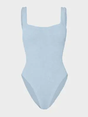 Hunza G Square Neck One Piece Swimsuit - Metallic Ice Blue