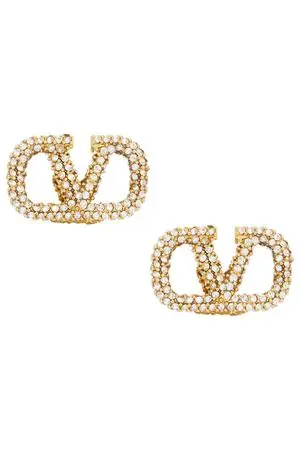 Valentino Garavani Vlogo Signature Earrings - Oro 18 & Crystal Silver Shade