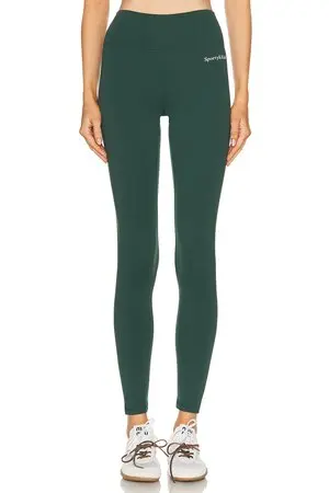 SPORTY & RICH Serif Logo Legging In Dark Green