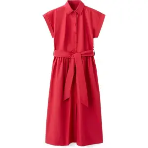 Mango Tie-belt Shirtdress - Red