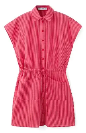 Mango Stripe Tie Waist Shirtdress