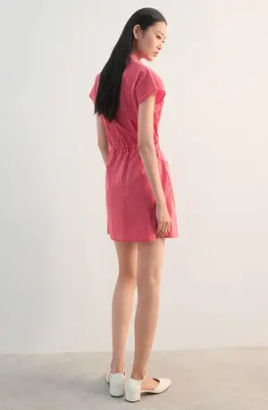 Mango Stripe Tie Waist Shirtdress