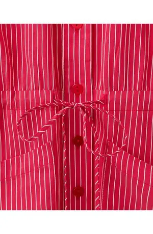 Mango Stripe Tie Waist Shirtdress