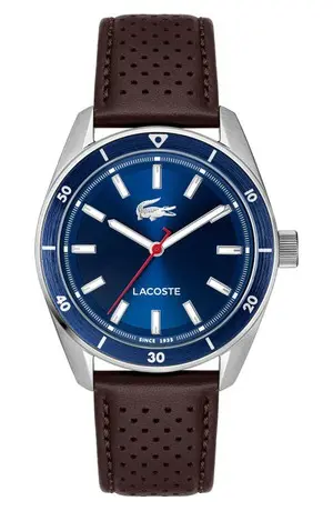 Lacoste Boston Leather Strap Watch - Brown