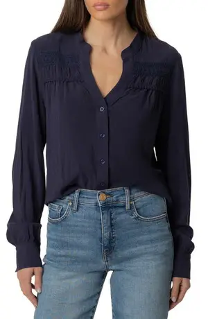 Kut From The Kloth Adrie Lace Trim Top - Navy
