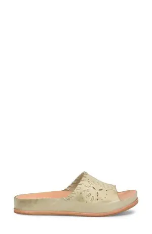 KORK-EASE® Platform Slide Sandal - Light Green Leather