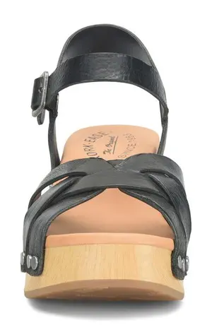 KORK-EASE® Ester Platform Sandal - Black Leather