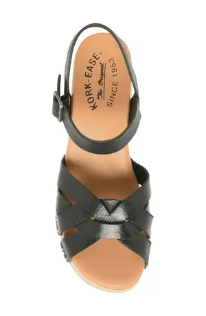KORK-EASE® Ester Platform Sandal - Black Leather