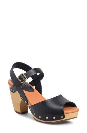 KORK-EASE® Gwen Ankle Strap Platform Sandal - Black Leather