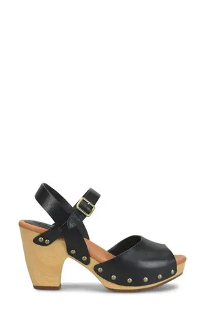 KORK-EASE® Gwen Ankle Strap Platform Sandal - Black Leather