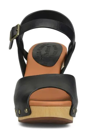 KORK-EASE® Gwen Ankle Strap Platform Sandal - Black Leather