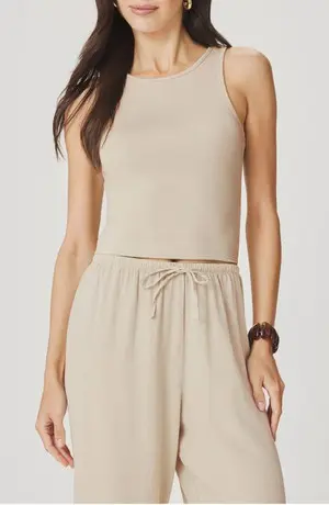 Splendid Amaya Scoop Neck Tank - Light Fawn Beige