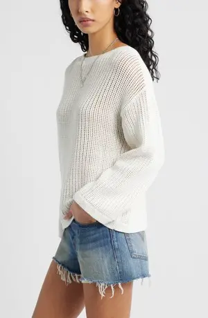 Bp. Cotton Open Stitch Sweater - Ivory