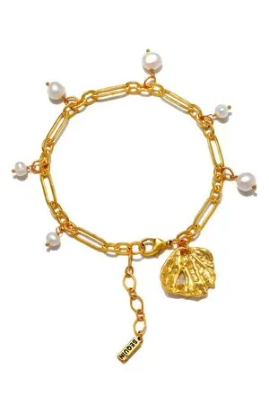 Sequin Daniela Seashell Pearl Anklet - Gold/pearl