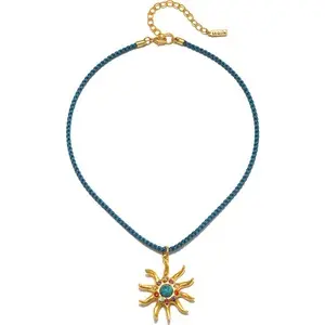 Sequin Sol Cord Pendant Necklace - Turquoise/gold