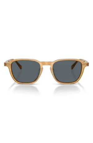 Oliver Spencer Emryn 50mm Pillow Sunglasses - Semi-matte Goldwood/blue