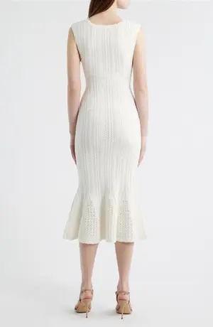 LoveShackFancy Tayleen Pointelle Knit Midi Dress - White Tea