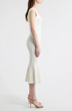 LoveShackFancy Tayleen Pointelle Knit Midi Dress - White Tea