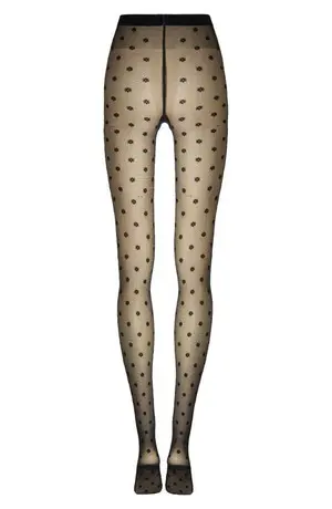 Wolford Daisy Sheer Tights - Black/black