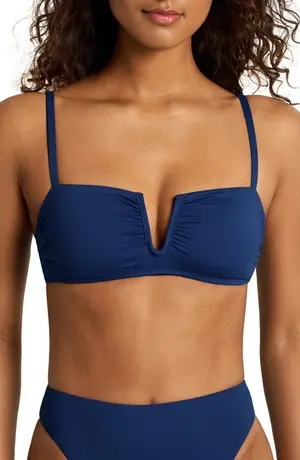 Ralph Lauren Shirred V-wire Bikini Top - Blue Saturn