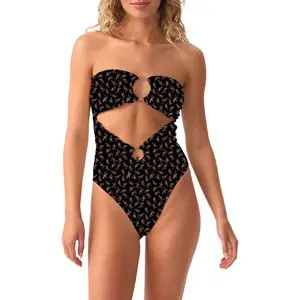 PQ Floral Strapless One-piece Swimsuit - Rosebud
