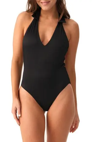PQ Camryn Halter Neck One-piece Swimsuit - Black Pearl