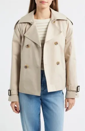 Tommy Hilfiger Belted Crop Trench Coat - Stone