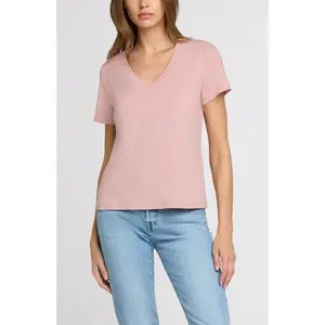 THE STANDARD STITCH Organic Cotton V-neck Tee - Petal