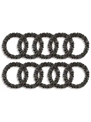 SILKSILKY SILKSILKY Pure Silk Skinny Scrunchies Set Black