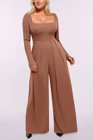 SHAPELLX Airslim® Square Neckline Shaping Jumpsuit - Camel