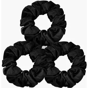 SILKSILKY 3pcs Pure Silk Scrunchies Bundle - Black