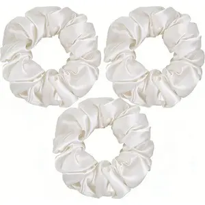 SILKSILKY 3pcs Pure Silk Scrunchies Bundle - White
