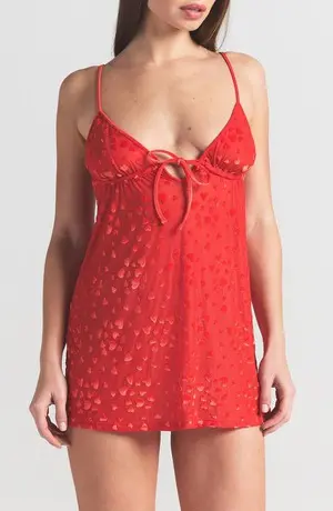 SKIMS Sheer Velvet Mini Chemise - Ruby