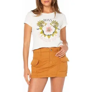 Roxy In Bloom Crop Cotton Graphic T-shirt - Cloud Dancer