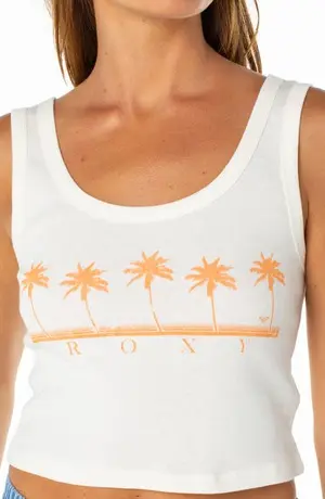 Roxy Five Palms Crop Cotton Graphic Tank