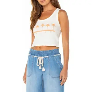 Roxy Five Palms Crop Cotton Graphic Tank