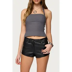 EDIKTED Halter Top With Side Slits - Gray