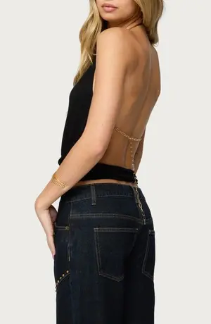 EDIKTED Chain Backless Halter Top