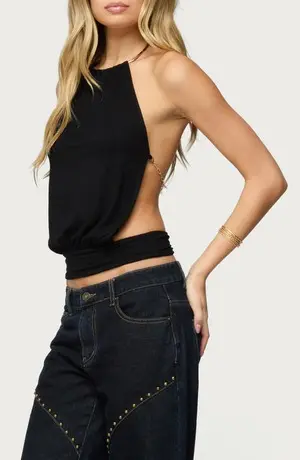 EDIKTED Chain Backless Halter Top