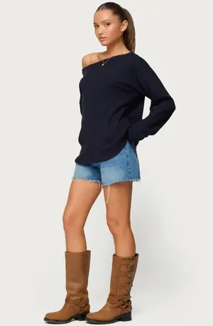 EDIKTED Oversized One-shoulder Sweater