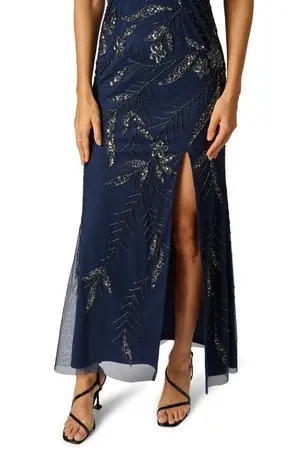 Adrianna Papell 3d Beaded And Sequin Gown